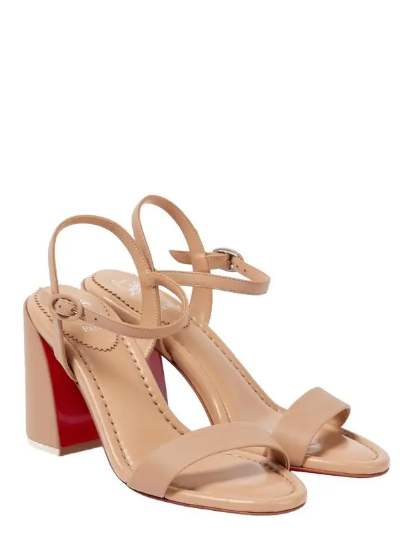 CHRISTIAN LOUBOUTIN Miss Jane Leather Slingback Sandals - Beige