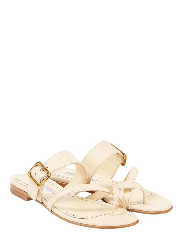 Manolo Blahnik Thalusa 10 Leather Sandals - White