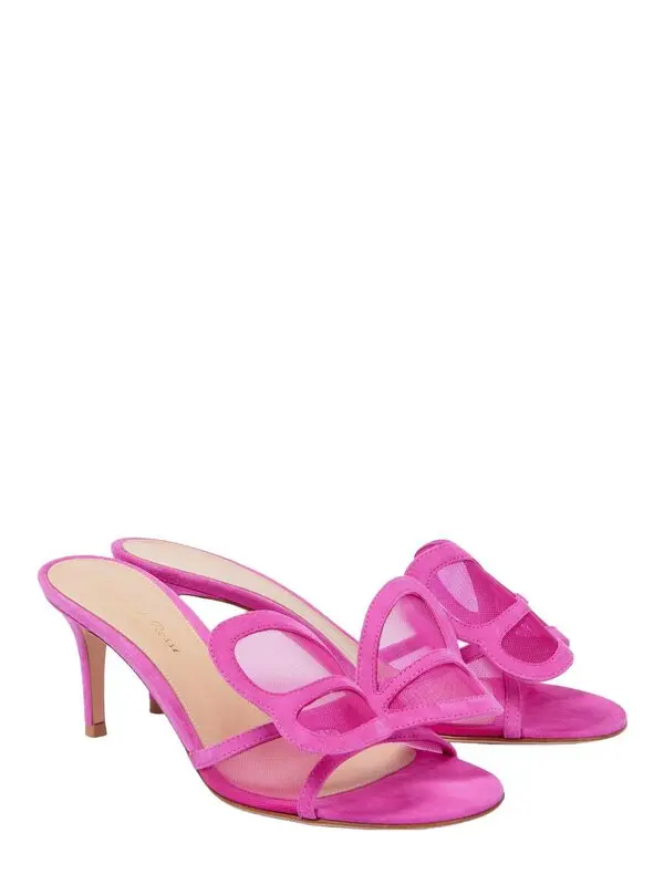 GIANVITO ROSSI Ilia 70 Mesh Mules - Pink