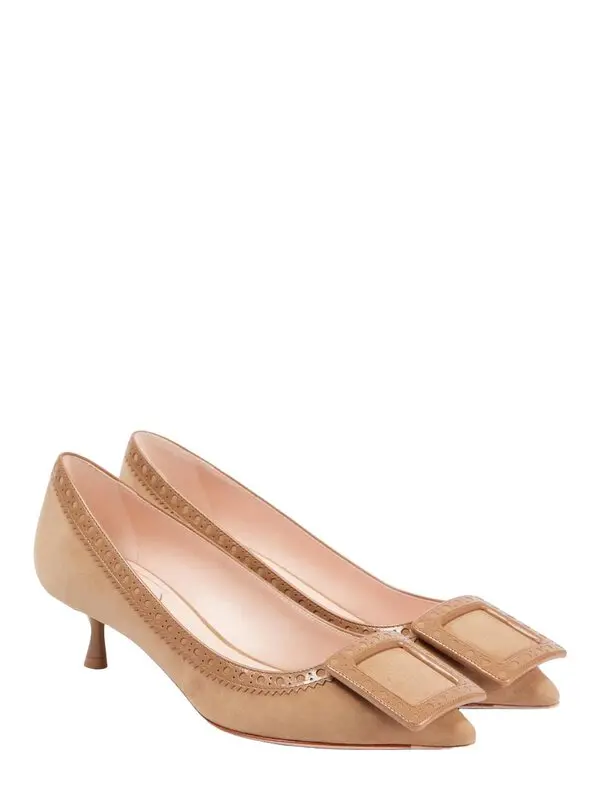 ROGER VIVIER Viv' In The City 45 Suede Pumps - Beige
