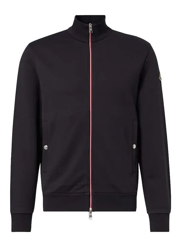 Moncler Cotton Jersey Zip-up Sweater - Blue