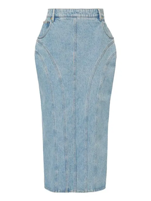 Nina Ricci Denim Midi Skirt - Blue