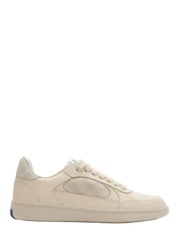 Burberry Leather And Check Terrace Sneakers - Clam Beige