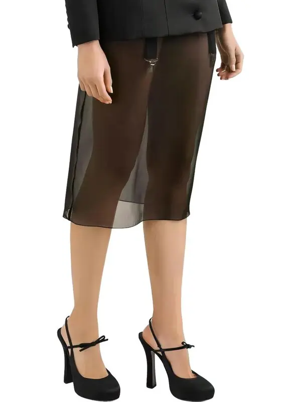 Dolce & Gabbana Silk Chiffon Voile Calf-length Skirt - Black