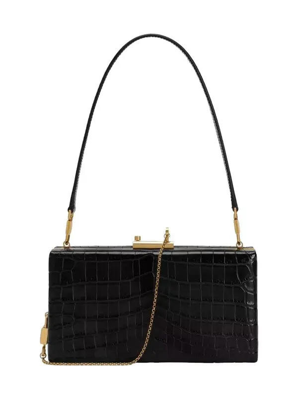 Dolce & Gabbana Crocodile-embossed Shoulder Bag - Black
