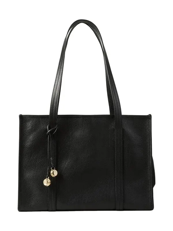 Sandro Soft Leather Tote Bag With Charms - Black