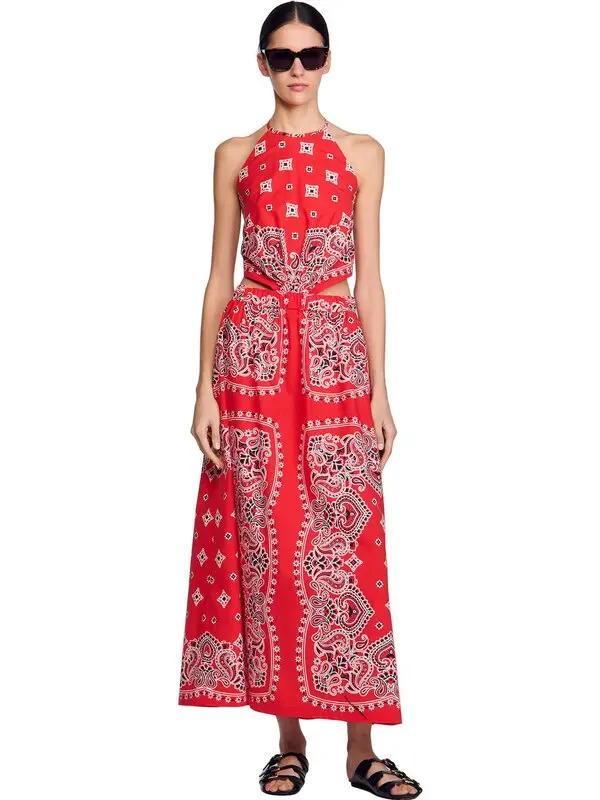 Sandro Bandana-print Maxi Dress - Red / White