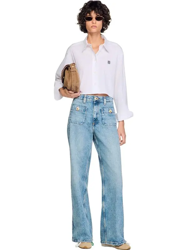 Sandro Faded Straight-leg Jeans - Blue Jean