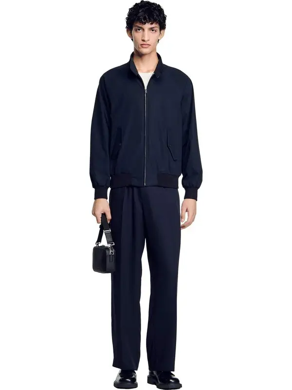 Sandro High-neck Jacket - Midnight Blue