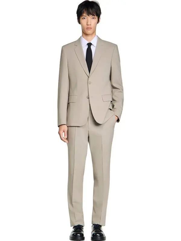 Sandro Wool Suit Jacket - Aluminum