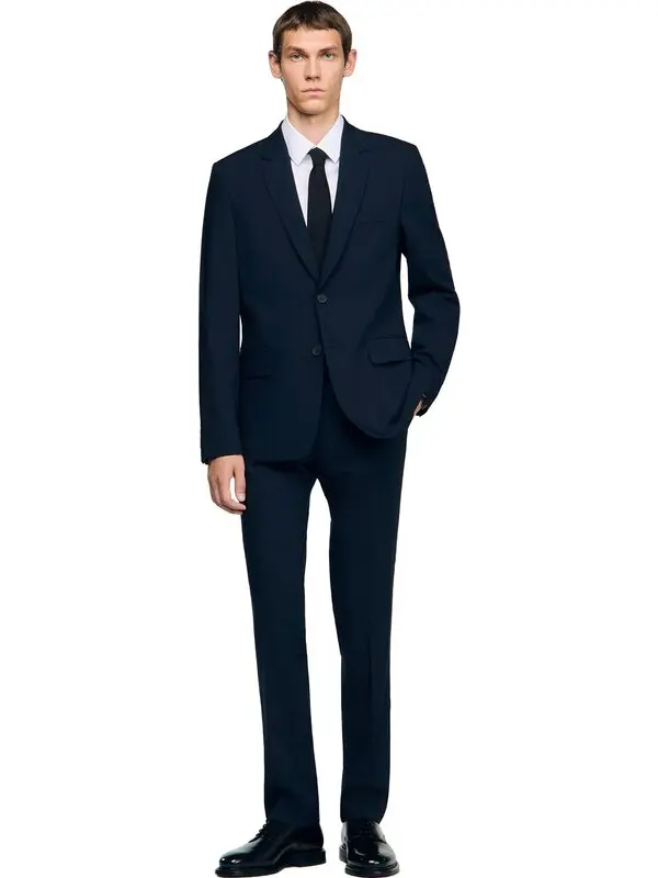 Sandro Wool Suit Jacket - Navy Blue