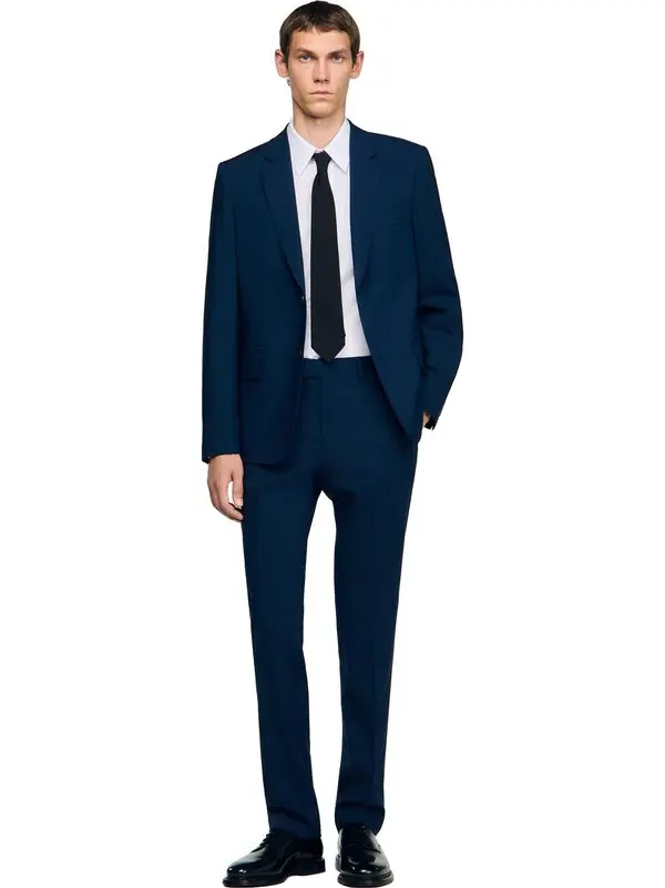 Sandro Wool Suit Jacket - Royal Blue