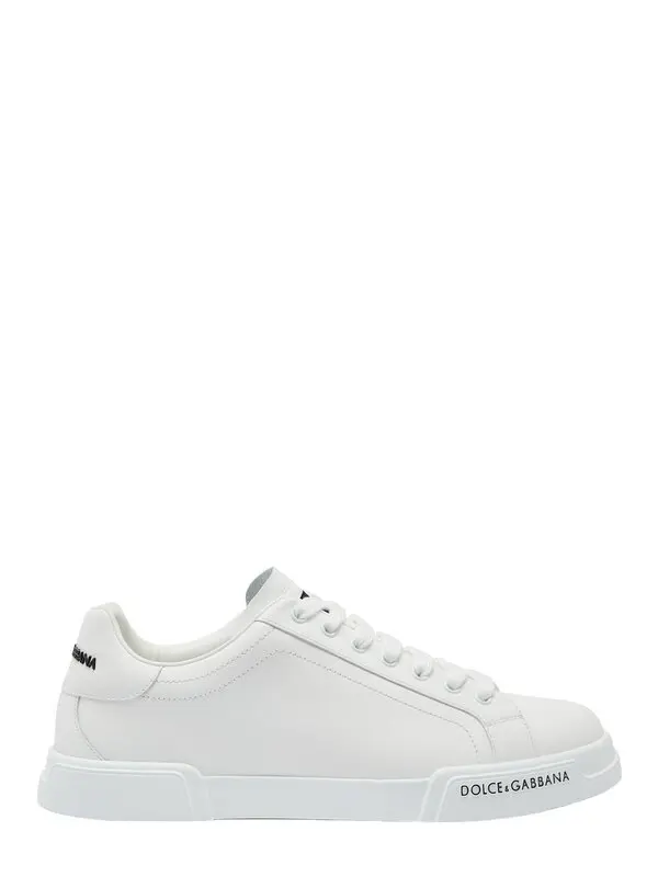 Dolce & Gabbana Portofino Leather Sneakers - White