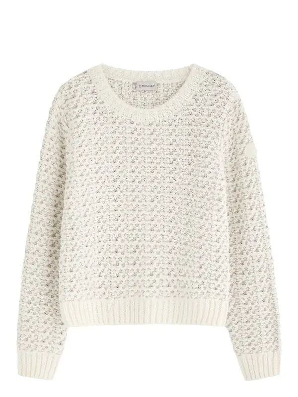 Moncler Logo Bouclé Knit Jumper - Natural
