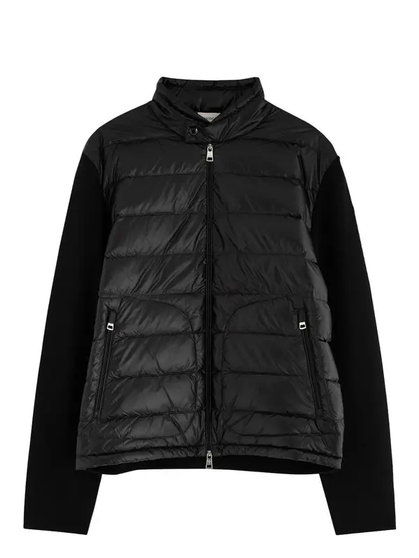 Moncler Quilted Nylon And Wool Jacket - Black