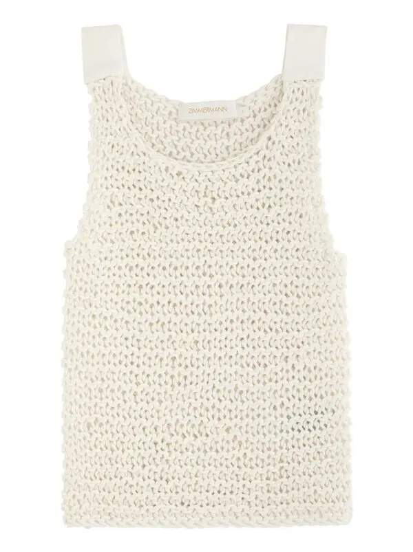 Zimmermann Illuminate Open-knit Cotton Tank - Ivory