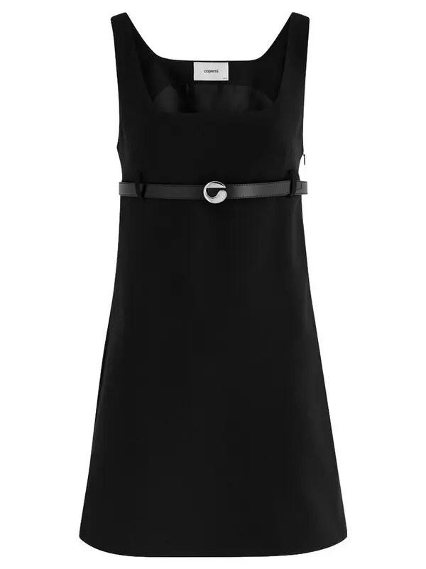 Coperni Belted Woven Mini Dress - Black