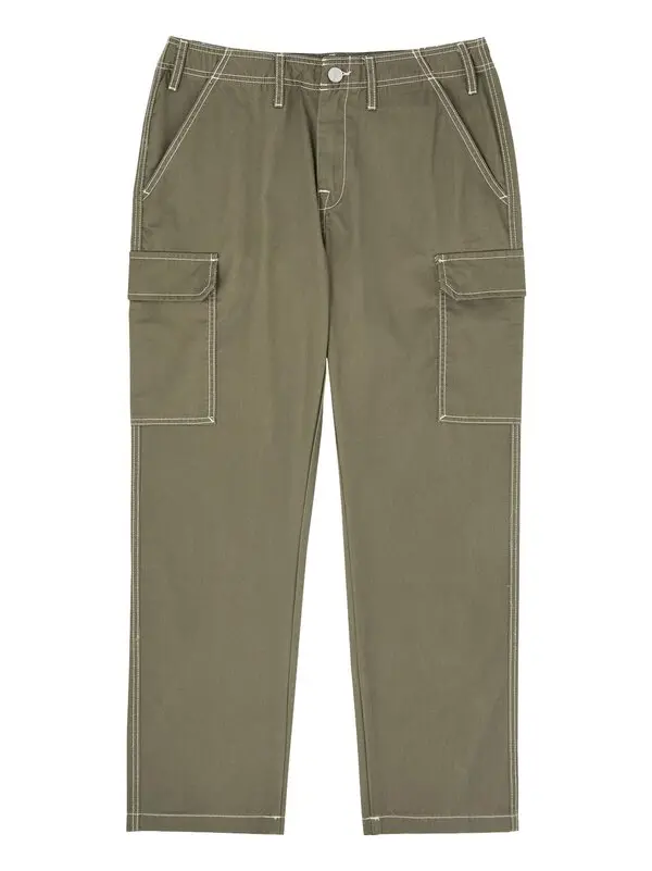 True Religion Contrast-stitch Twill Cargo Trousers - Khaki