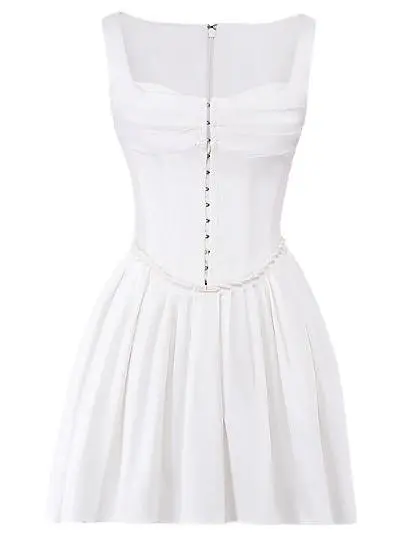 House Of Cb Cupid Pleated Mini Dress - White