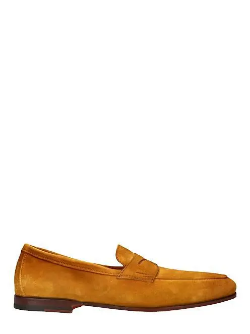 Santoni Carlo Suede Penny Loafers - Yellow
