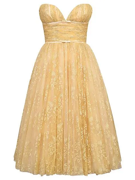 House Of Cb Madame Strapless Midi Dress - Peach Dust