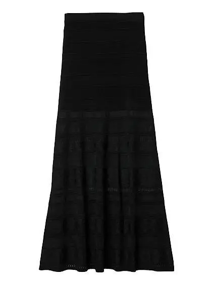 Sandro High-rise Knitted Midi Skirt - Black