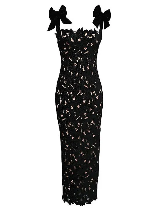 House Of Cb Tiff Floral-lace Maxi Dress - Black
