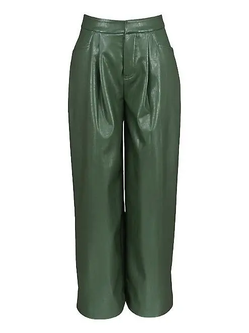 MISTRESS ROCKS Straight-leg High-rise Faux-leather Trousers - Evergreen