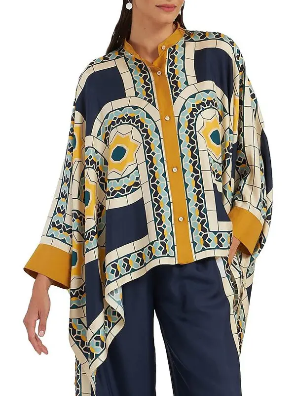 La DoubleJ Foulard Silk Shirt - Mudejar Placee Blue