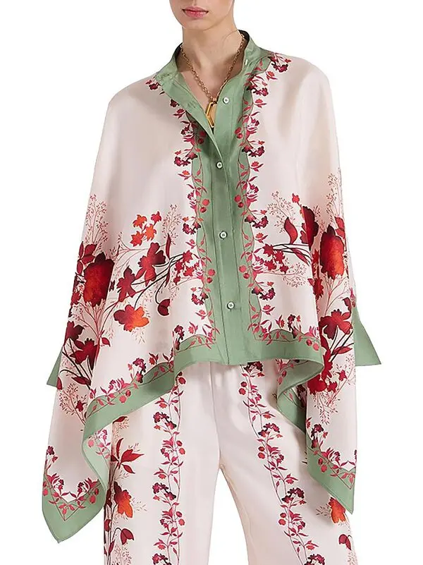 La DoubleJ Foulard Silk Shirt - Woodland Camouflage Green