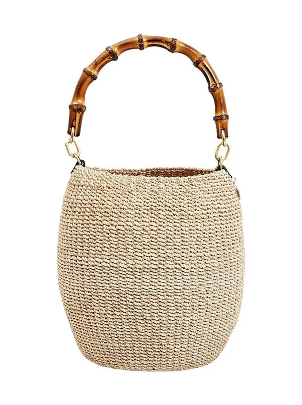 Clare V. Pot De Miel Bag With Bamboo Handle - Natural