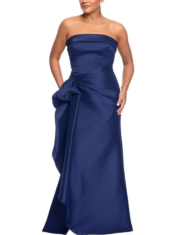 Aqua Draped Gown - Navy