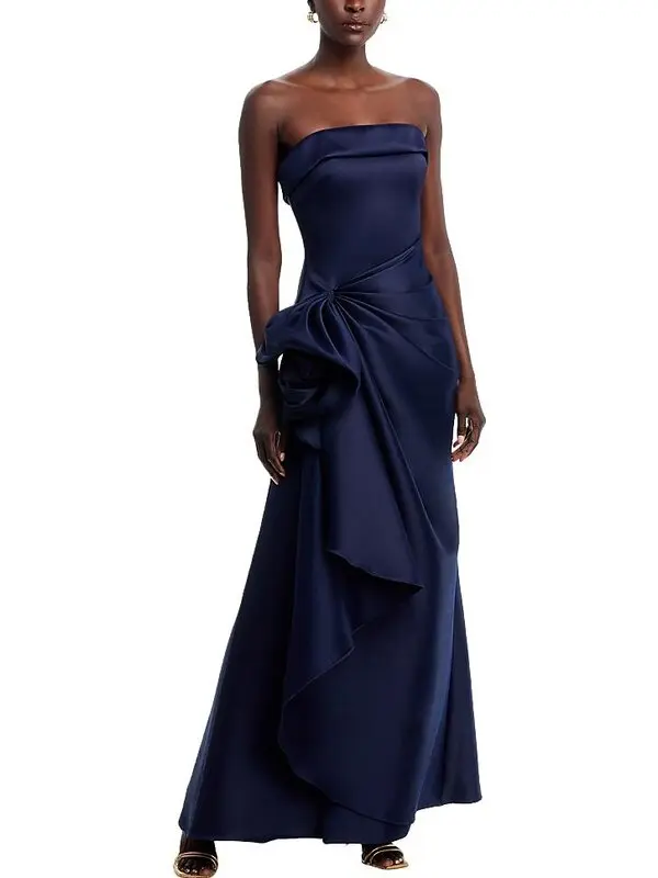 Aqua Draped Gown - Navy