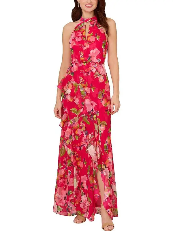 Adrianna Papell Floral Mermaid Dress - Pink Multi