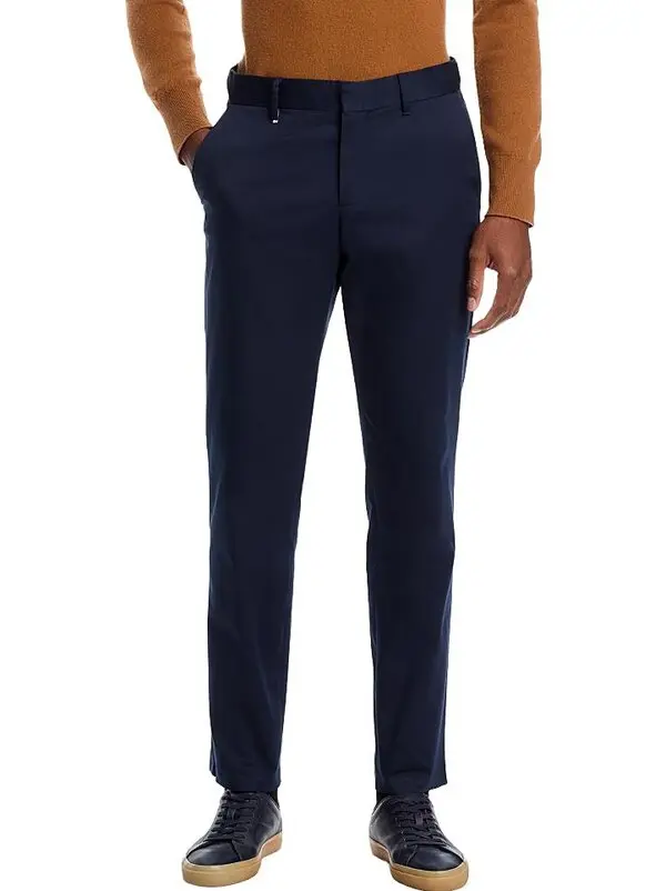 BOSS Genius Stretch Cotton Slim-fit Trousers - Dark Blue