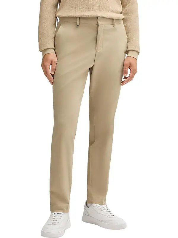 BOSS Genius Stretch Cotton Slim-fit Trousers - Light Beige