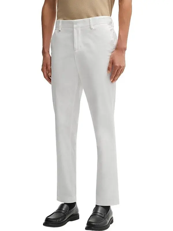 BOSS Genius Stretch Cotton Slim-fit Trousers - White