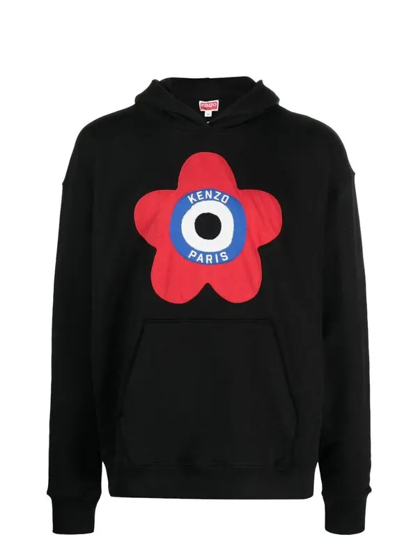 Kenzo Logo-embroidered Hoodie - Black