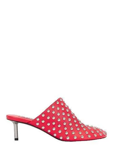 JIL SANDER Studded Mule Kitten Heel - Red