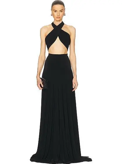Norma Kamali Convertible Halterneck Gown - Black