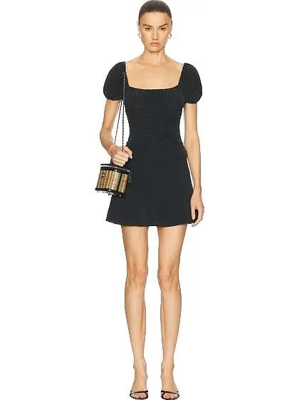 Staud Elba Mini Silk Dress - Black