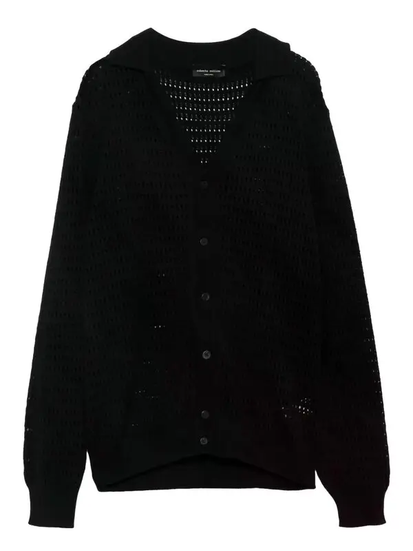 ROBERTO COLLINA Openwork Cardigan - Black