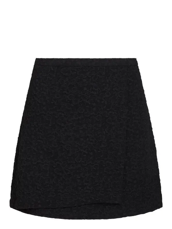 GANNI Wrap-effect Jacquard Mini Skirt - Black