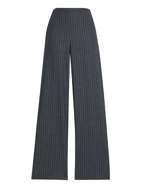 GANNI Pinstriped Straight-leg Pants - Dark Gray