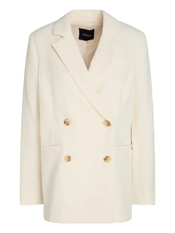 A.emery Belen Double-breasted Crepon Blazer - Ivory