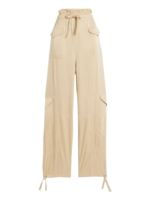GANNI Cupro And Ecovero™-blend Satin Cargo Pants - Beige