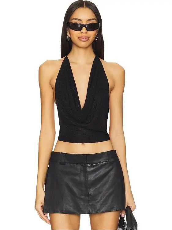 Superdown Rubie Cowl Neck Top - Black