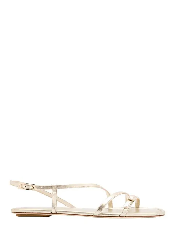STUART WEITZMAN Georgie Metallic Flat Sandals - Light Gold