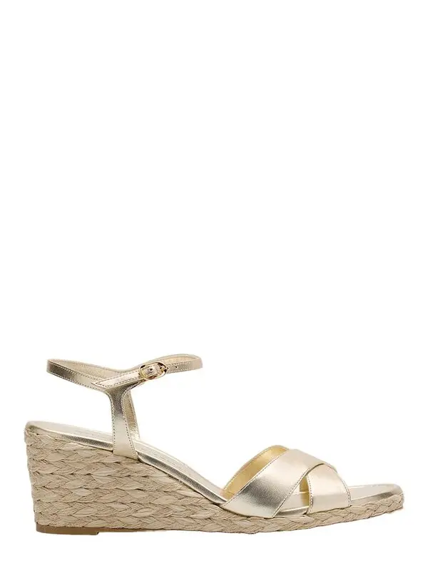 STUART WEITZMAN Dayna Metallic Crisscross Espadrille Sandals - Light Gold/natural
