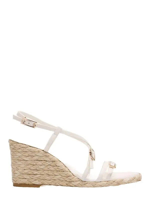 STUART WEITZMAN Georgie Strappy Wedge Espadrille Sandals - Cream/natural